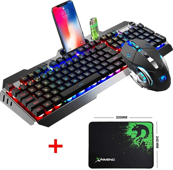 Wired Gaming Keyboard and Mouse Set Ranibow Backlit 2400DPI for PC ...