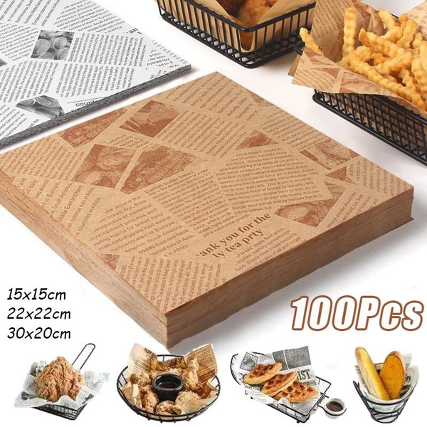 100 Sheets Oil-Proof Wax Paper Food Wrapper Paper Bread Sandwich Burger ...