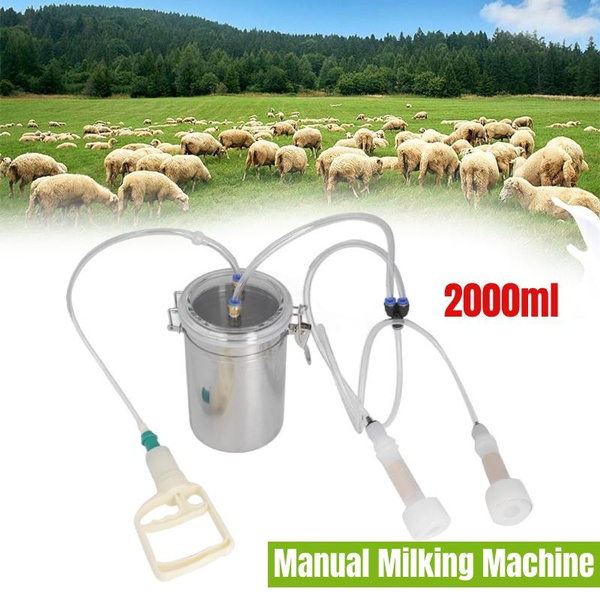 Manual Milking Machine, 2L Portable Manual Milking Machine Double Head ...