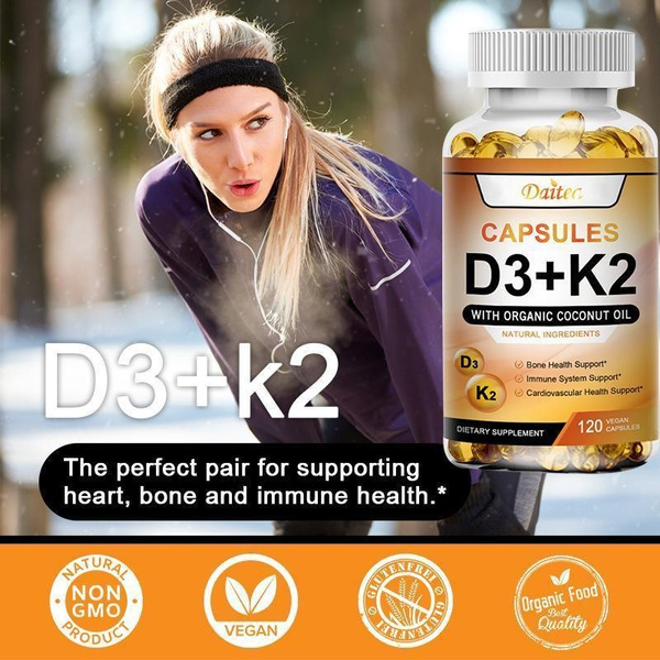 Vegan Vitamin D3+K2 Capsules Regulate Calcium Metabolism Prevent ...