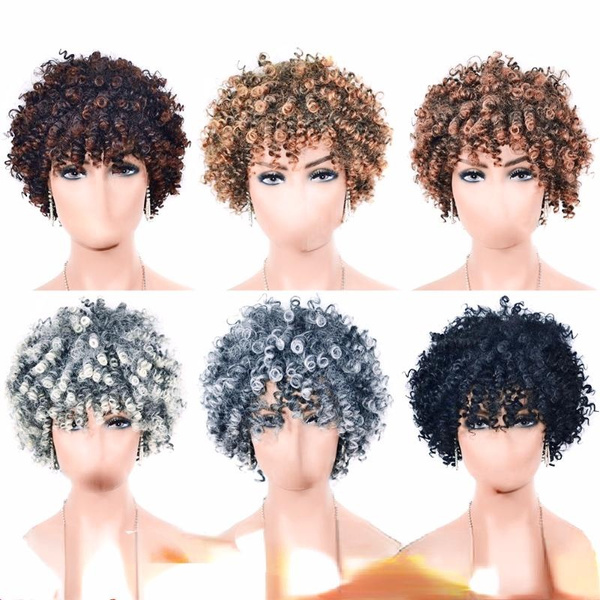 Short Small Screw Curly Head Cover Fluffy Explosive Hair Wig Cove | Wish