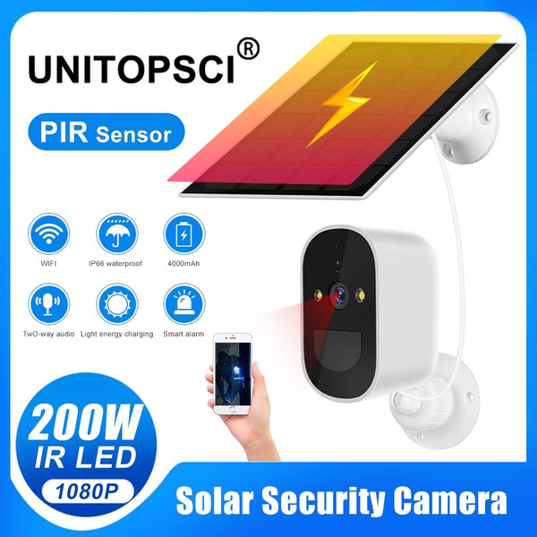 UNITOPCI 1080P Solar Powered Security Energy Camera 2MP Wireless WiFi ...