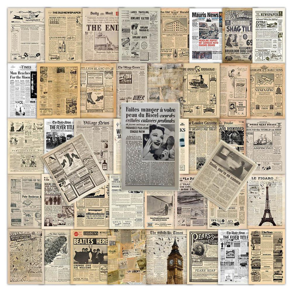 10/60pcs Vintage Magazine Newspaper Stickers Retro Art Handbook Sticker ...