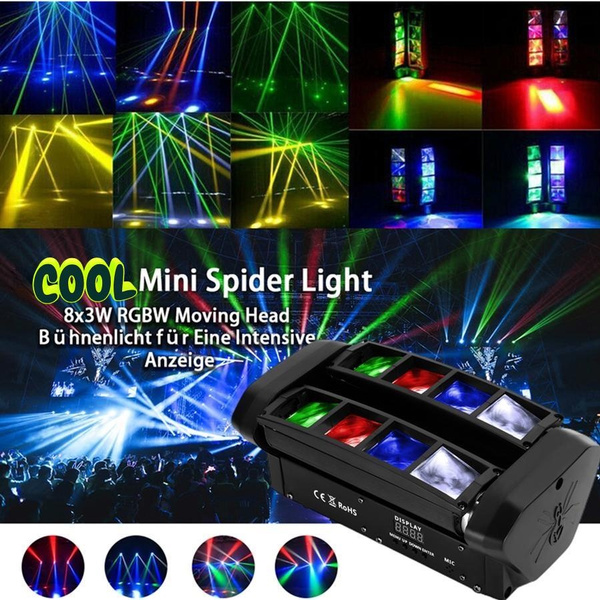 RGBW 4 In 1 Color 8LEDs Mini Spider Stage Light DMX and Sound Control ...