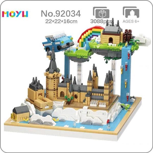 World Architecture Magic School Castle Rainbow Island Waterfall Mini ...