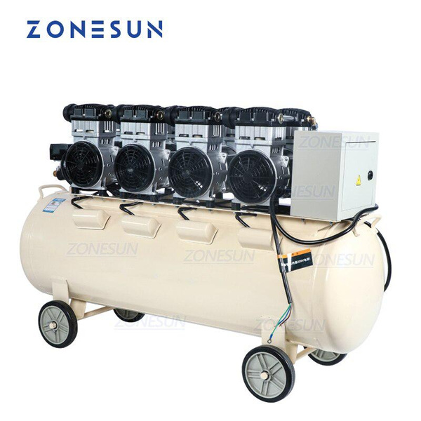 ZONESUN ZS-AC160L Powerful Pure Copper Piston Type Mute Oil-Free Air Compressor For Dental ...