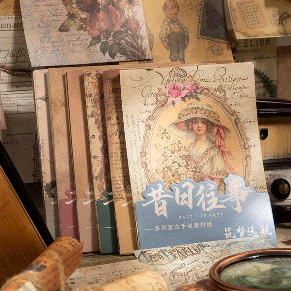 30Sheets Large Size Vintage Past Material Paper Retro Light Paper Deco ...