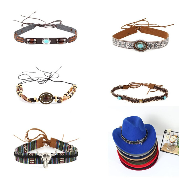 Cowboy HatBand Western Beaded Hatband DIY Hat Bands Western Hat Belt Bands Native American Hat ...
