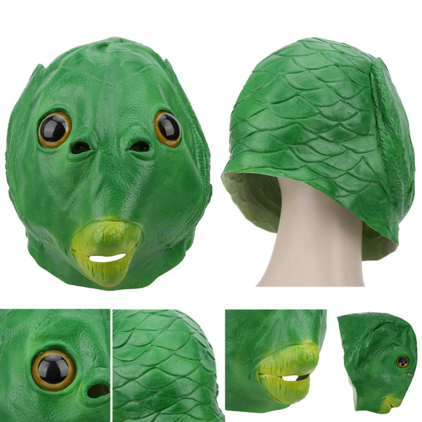 Costume Fish Head Party Face Guard Cosplay Prop Latex Soft Face Guard ...