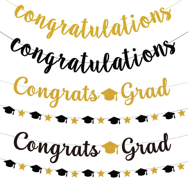 Glitter Graduation Banner Congrats Grad Bunting Banner Congratulations ...