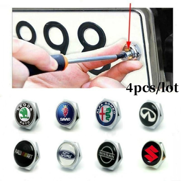 4pcs/lot Car Emblem Badge License Plate Bolt Frame Screws Auto ...