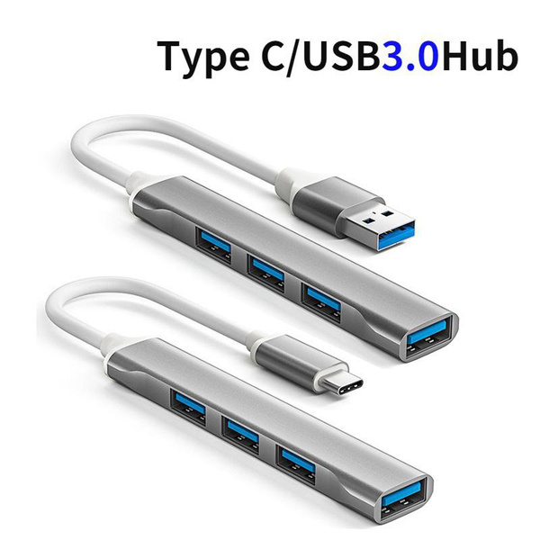 4 Ports USB 3.0 Hub Multi-Port Socket Type C Adapter Charger Splitter ...