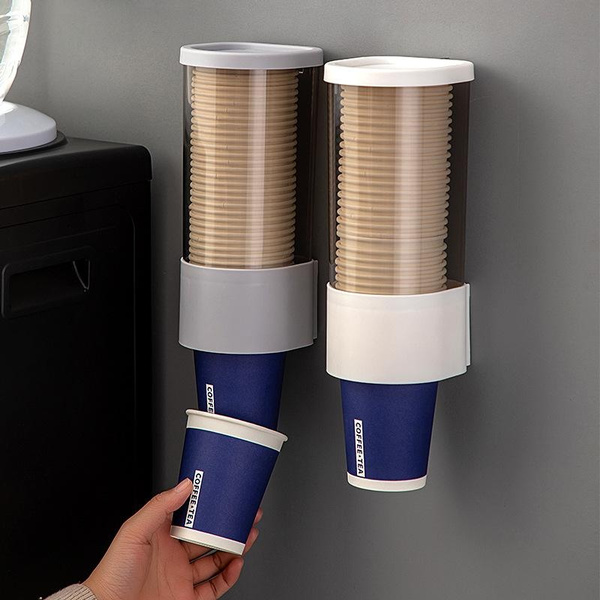 Wall-mounted Disposable Cup Holder Household Dual Barrel Perforated ...
