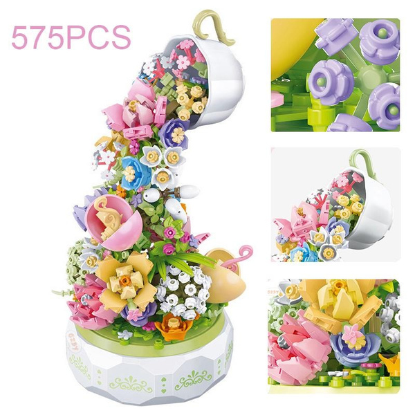 Romantic Flower Music Box with Led Light Building Block Model Moc ...
