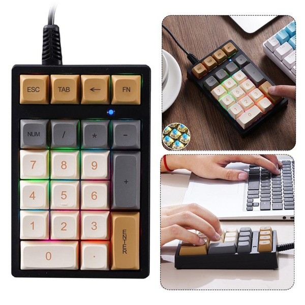 Mini Numpad 21key Mechanical Keyboard Green Axis Usb RGB External ...