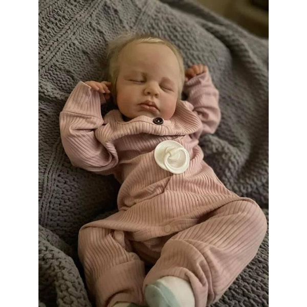 49cm Cotton Body Sleeping Loulou Girl Doll with Hand Rooted Hair Pink ...