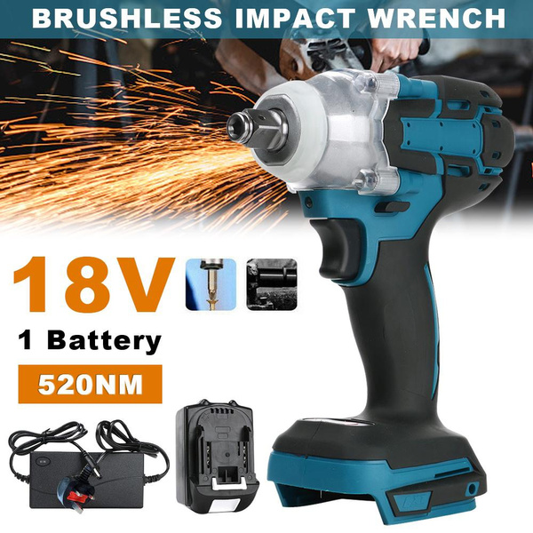 18V 520N.M Brushless Cordless Electric Impact Wrench Rechargeable 1/2 Inch Wrench Power Tools ...