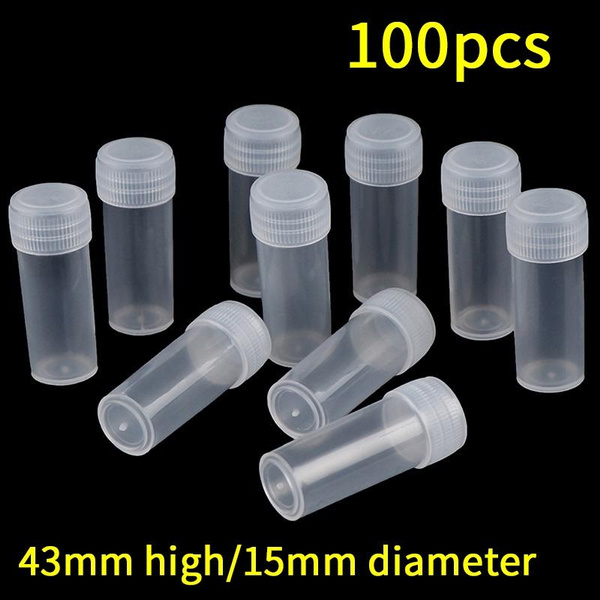 100pcs 5ml Plastic Test Tubes Vials Sample Container Powder Craft Screw ...