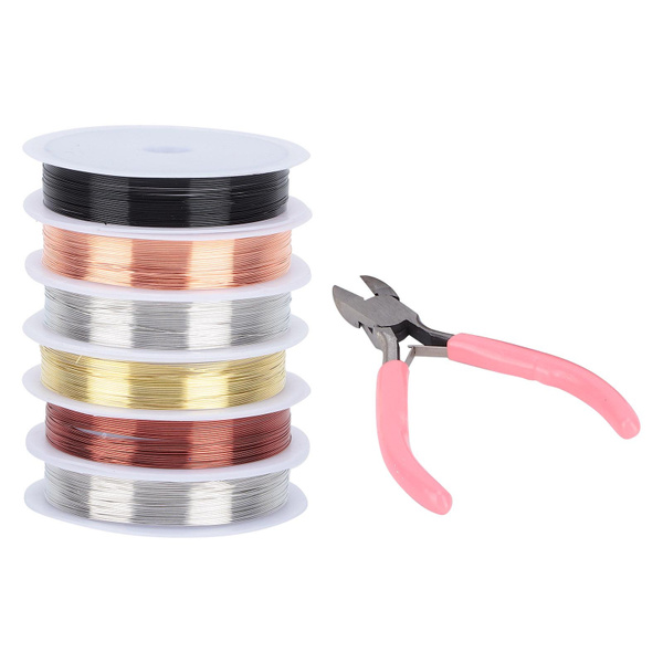 6 Pack Jewelry Wire Beading Set Brass Roll With Mini Diagonal Plier For ...