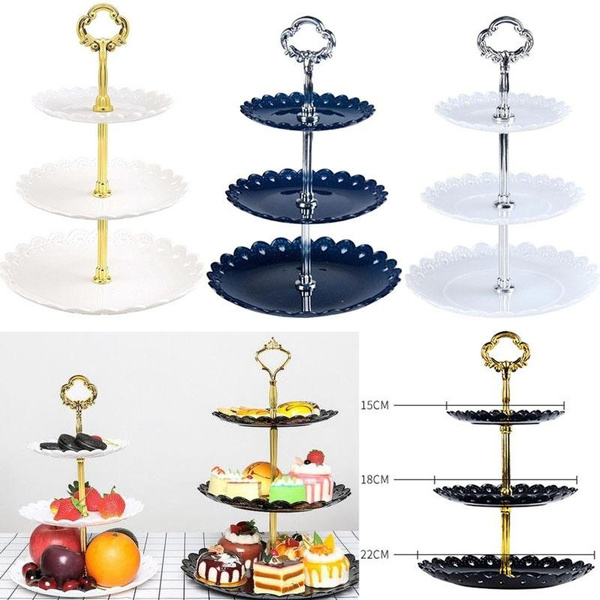 3 Tier Plastic Cake Stand Afternoon Tea Wedding Plates Party Tableware ...