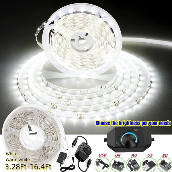 1/3/5M White/Warm White Dimmable LED Strip Light, With Dimmer And Power ...