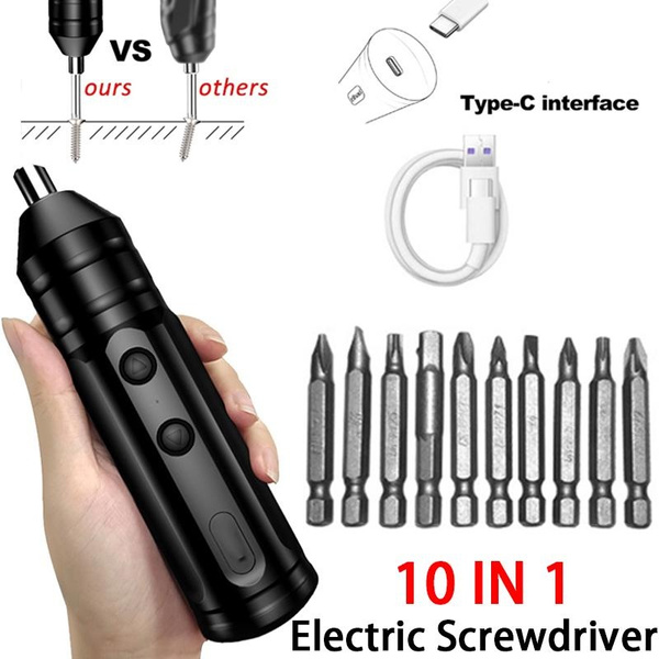 1Set Rechargeable Cordless Electric Screwdriver Type-C Interface ...