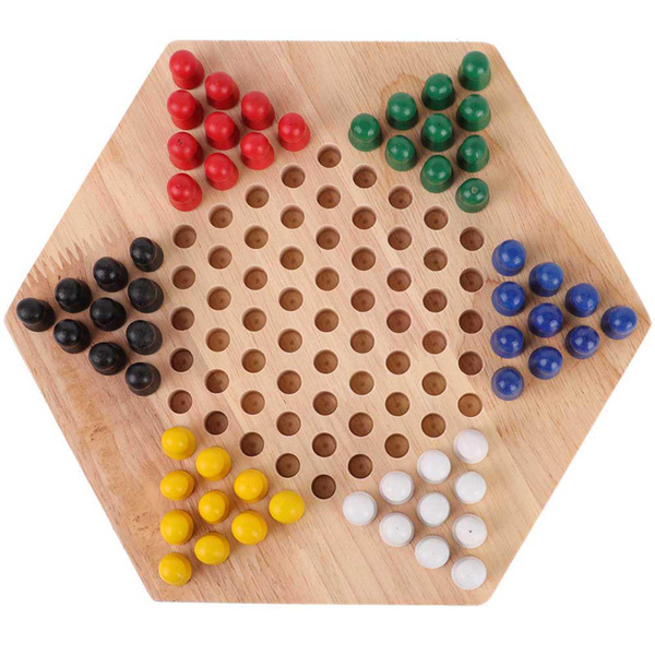 Chinese Checker Game Set Wooden Educational Board Kids Chinese Checkers ...