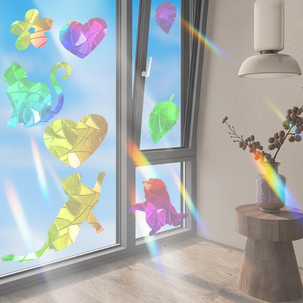 Rainbow Prism Electrostatic Glass Stickers PVC Leaves Static Window ...