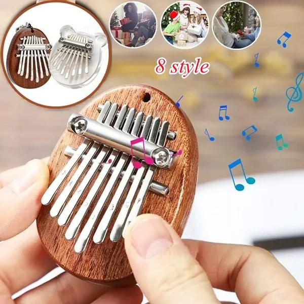 New Mini 8 Key Kalimba Thumb Piano, Solid Wood/Crystal Transparent ...