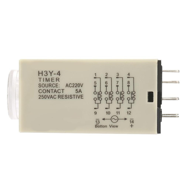 H3Y-4 AC Time Relay 220V 5A Power On off Delay Timer Relay 0-60 Minutes ...