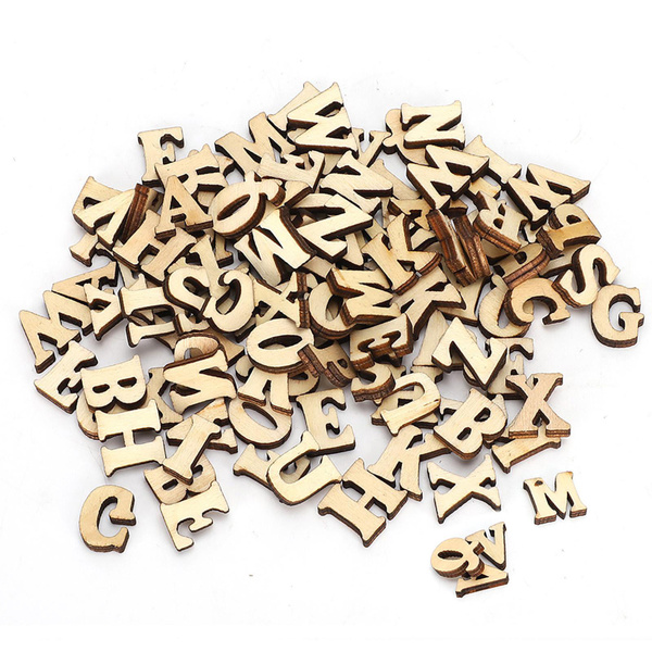 200PCS Small Wooden Alphabet Letters, DIY Log Letter-Shape Natural ...