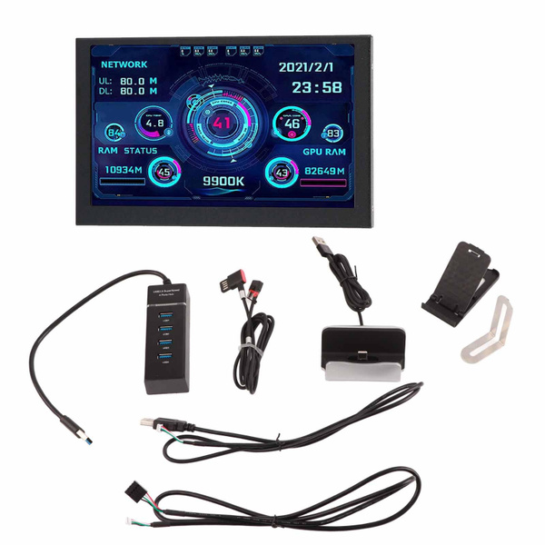 Computer Temp Monitor, Multi Function PC RAM Monitor 5 Inch IPS USB ...