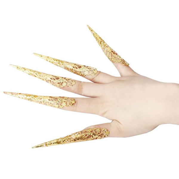 Belly Dance Peacock False Nail Dance Indian Thai Golden Finger Jewelry ...