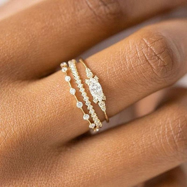 New INS Gold Color Noble Trend Dainty Rings For Women Entry Lux Zircon ...