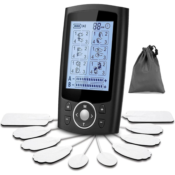 Dual Channel TENS EMS Unit 24 Modes 30 Level Intensity Muscle ...