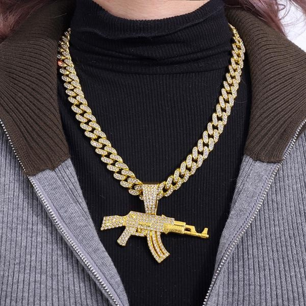 Punk Hip Hop Iced Out Crystal Pendant Necklace Chunky Miami Cuban Link ... Punk Hip Hop Iced Out Crystal Pendant Necklace Chunky Miami Cuban Link ...