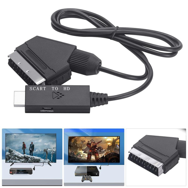 For TV DVD HD Portable Scart To HDMI-Compatible Converter Audio 1080P ...