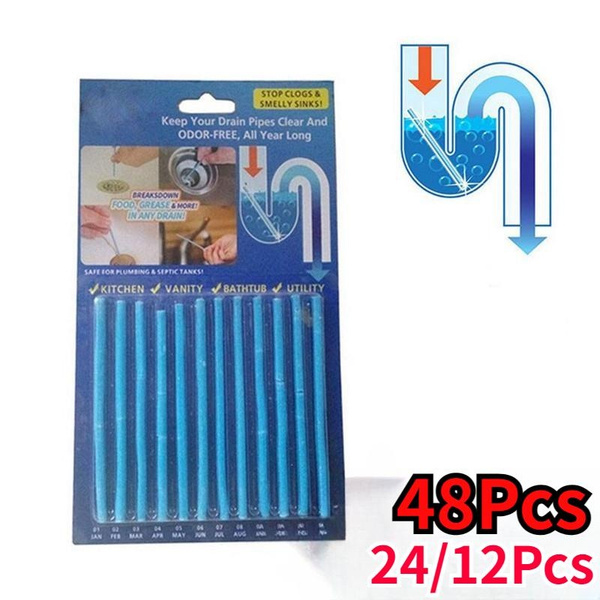 48/24/12PCS 12/set Sewer Cleaning Rod Sani Sticks Oil Decontamination ...