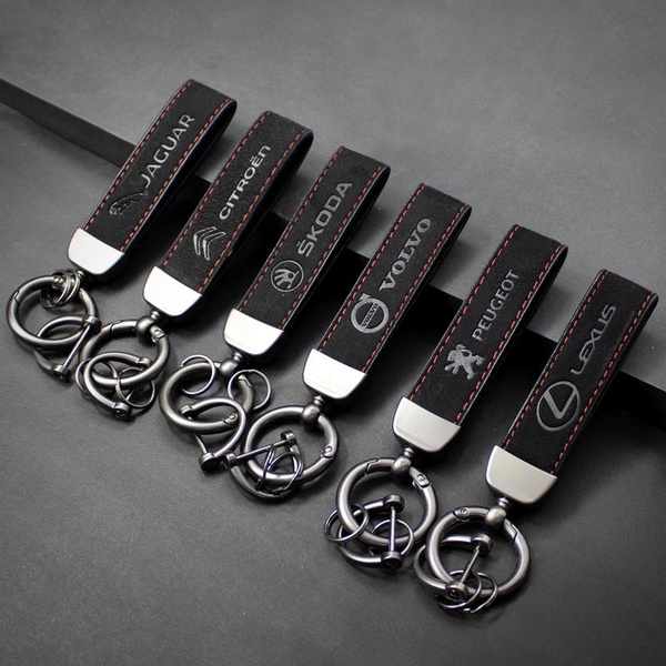 1PCS Alcantara Car Keychain Car Logo Metal Alloy Key Holder Key Rings ...