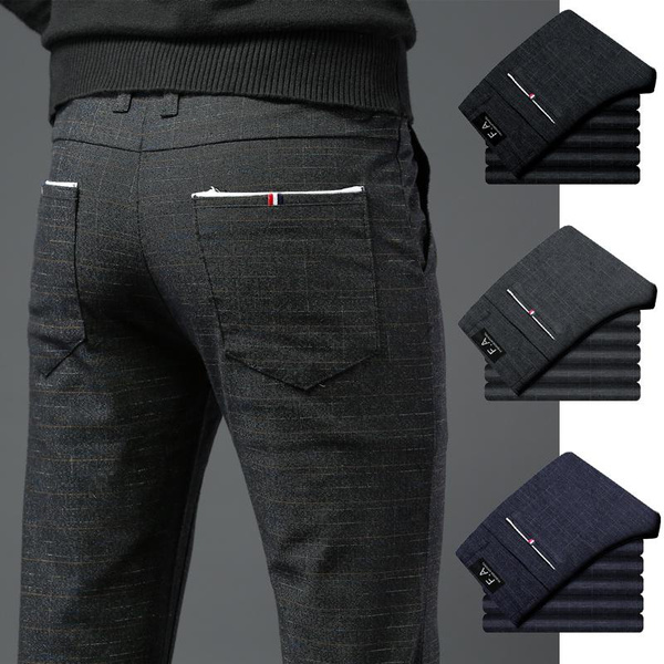 Men's Casual Slim Fit Skinny Stretch Dress Pants Business Casual Cotton ...
