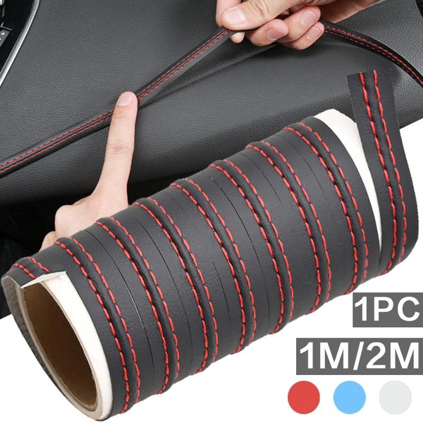 1PC Car Interior DIY Strips Universal Decorative PU Leather Woven Trim ...