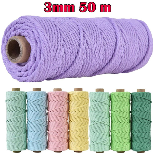 41 Colors 3mmx54 Yard(50m) Handmade Boho Decor 3mm 100% Colorful Cotton ...