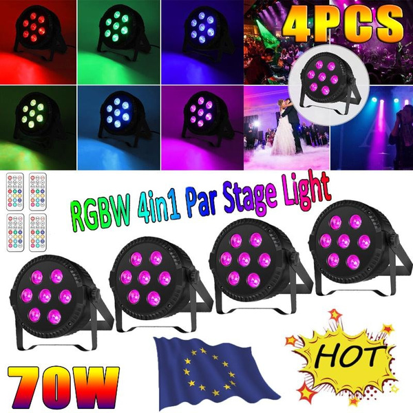 4PCS 105W RGBW 7 LED Stage Light DMX Par Can Uplighter Lighting Effect ...