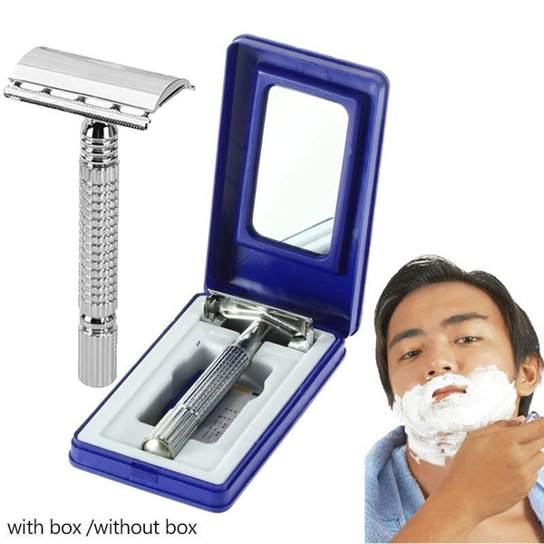 Men Traditional Style Safety Silver Double Edge Blade Shaving Hair ...