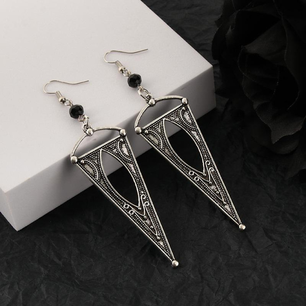 New Tarot Occult Dark Inverted Triangle Geometry Dangle Earrings Rock ...