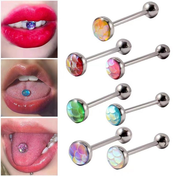 Tongue Nail Gradient Symphony Scale Tongue Ring Stainless Steel Human ...