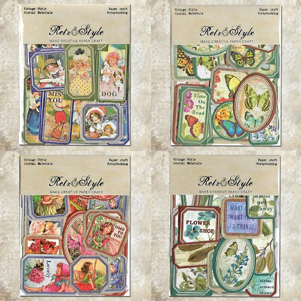 50pcs Vintage Stickers Die Cuts Sticker Collection Kit for Scrapbooking ...