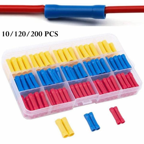 10/120/200PCS Tinned Brass Insulated Electrical Wire Butt Connector ...