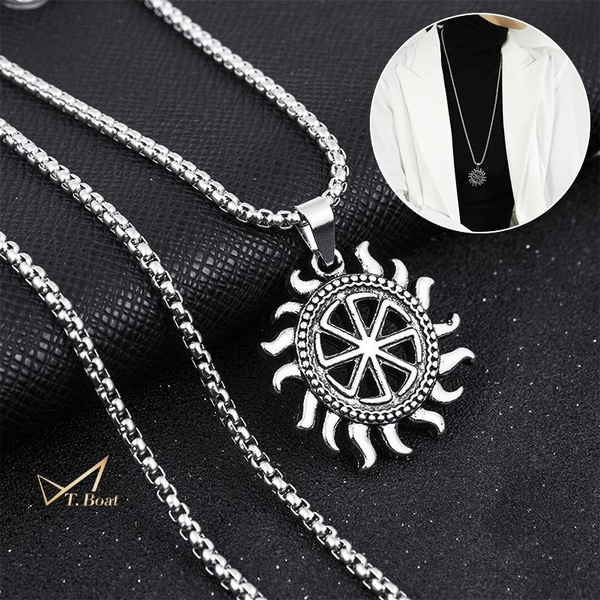 Hollow out Sun Titanium Steel Pendant Men's INS Fashion Simple ...