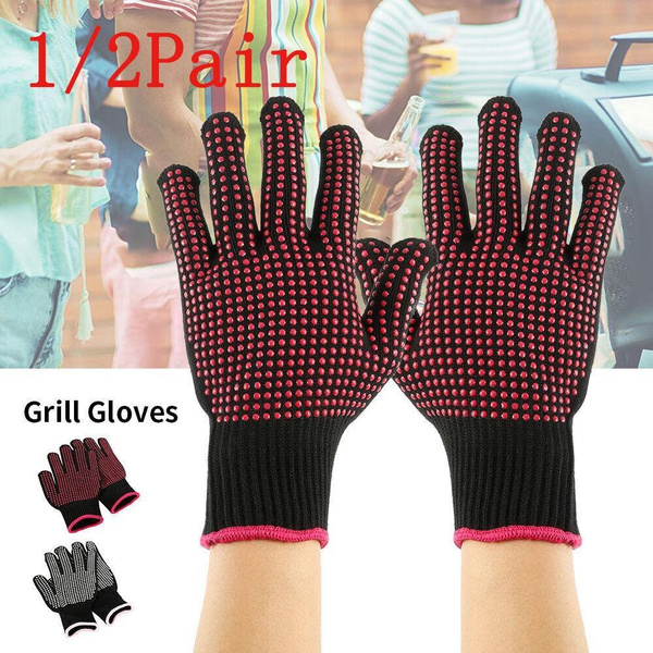 1/2 Pair Extreme Heat Resistant Mitts BBQ Grilling Cooking Oven Gloves ...
